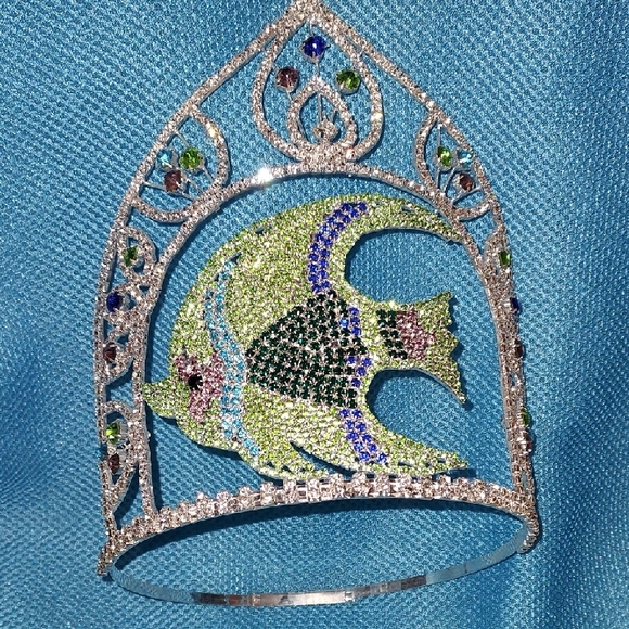 Source Unknown | Accents | Crystal Fish Princess Crown Silver And Green ...